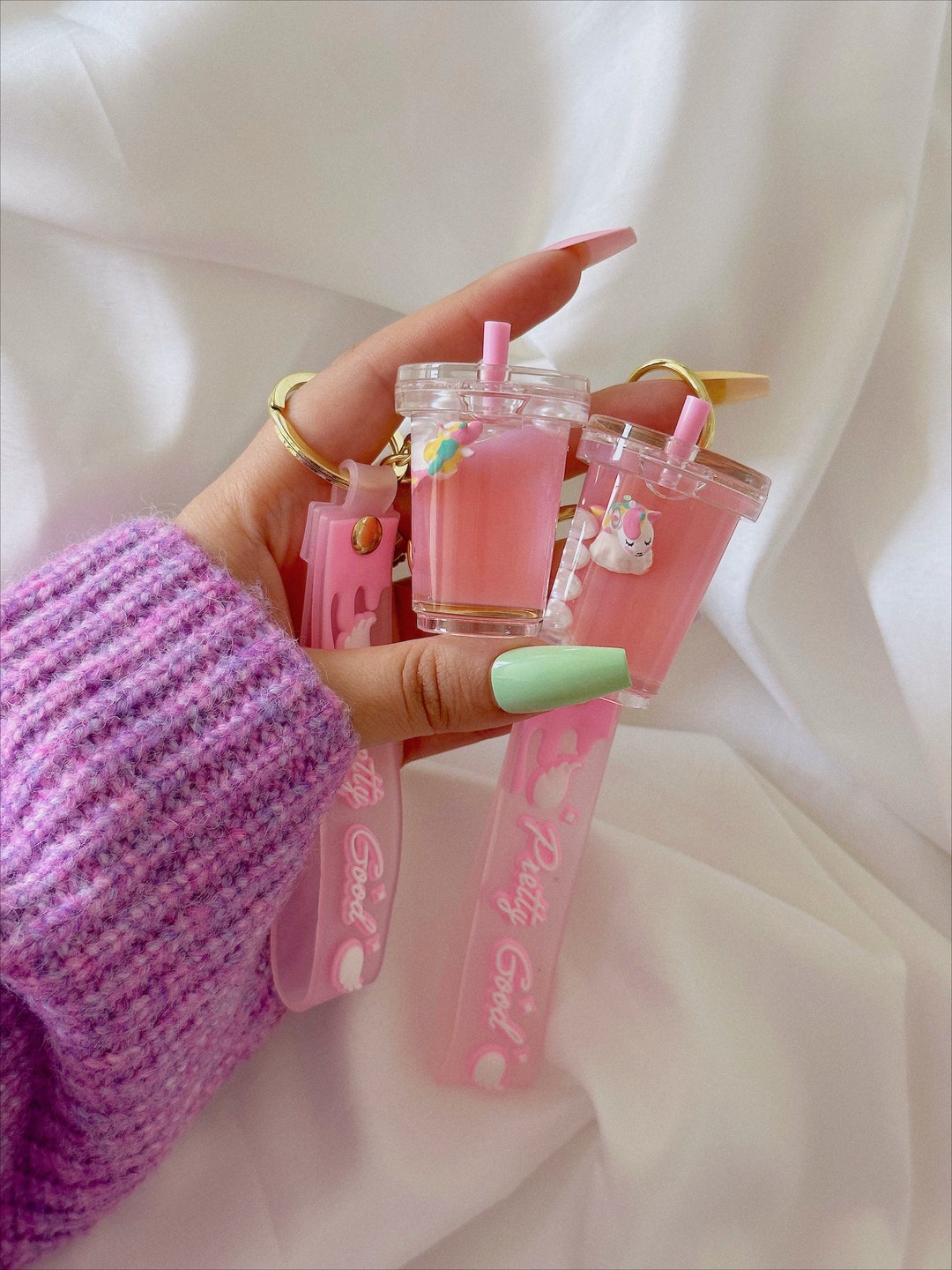 Unicorn Kawaii Boba Milk Tea Bubble Tea Liquid Keychain Cute Boba Tea ...