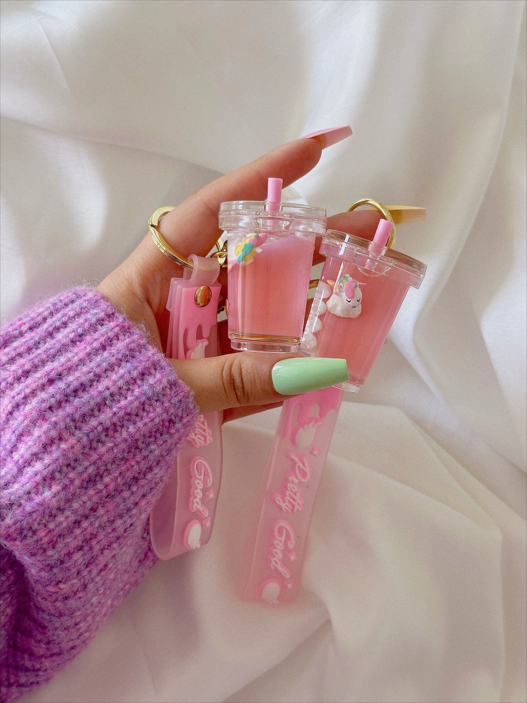 Unicorn Kawaii Boba Milk Tea Bubble Tea Liquid Keychain Cute Boba Tea ...