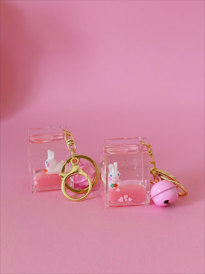 Boba Keychains Bubble Tea Keychains Cute Bunny Liquid - Etsy