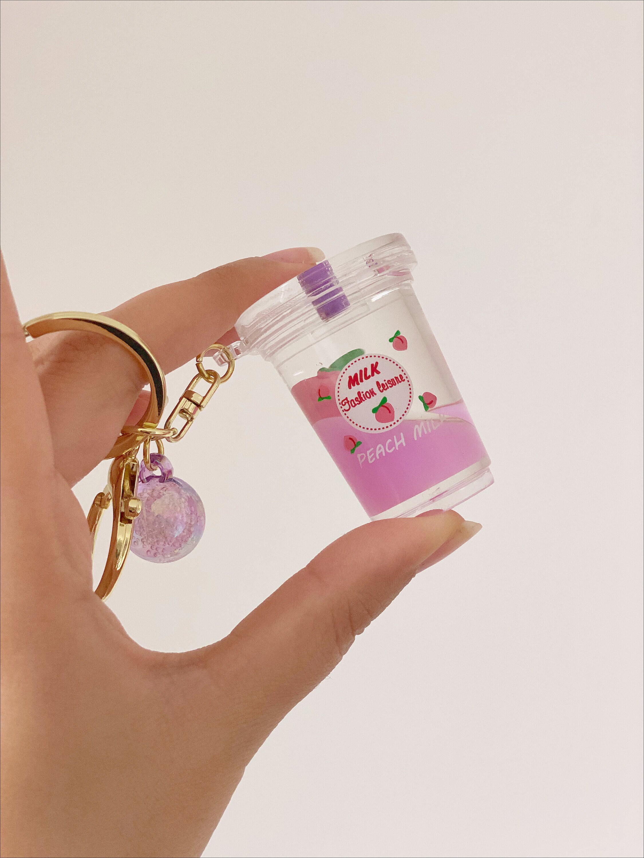Kawaii Boba Milk Tea Bubble Tea Liquid Key Chain, Cute Boba Tea ...