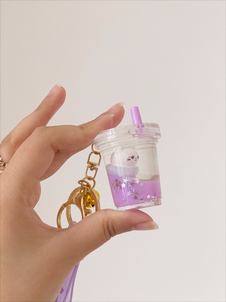 Kawaii Boba Milk Tea Bubble Tea Liquid Key Chain, Cute Boba Tea ...