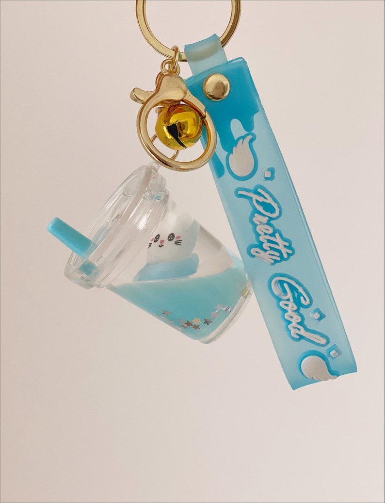 Kawaii Boba Milk Tea Bubble Tea Liquid Key Chain, Cute Boba Tea ...