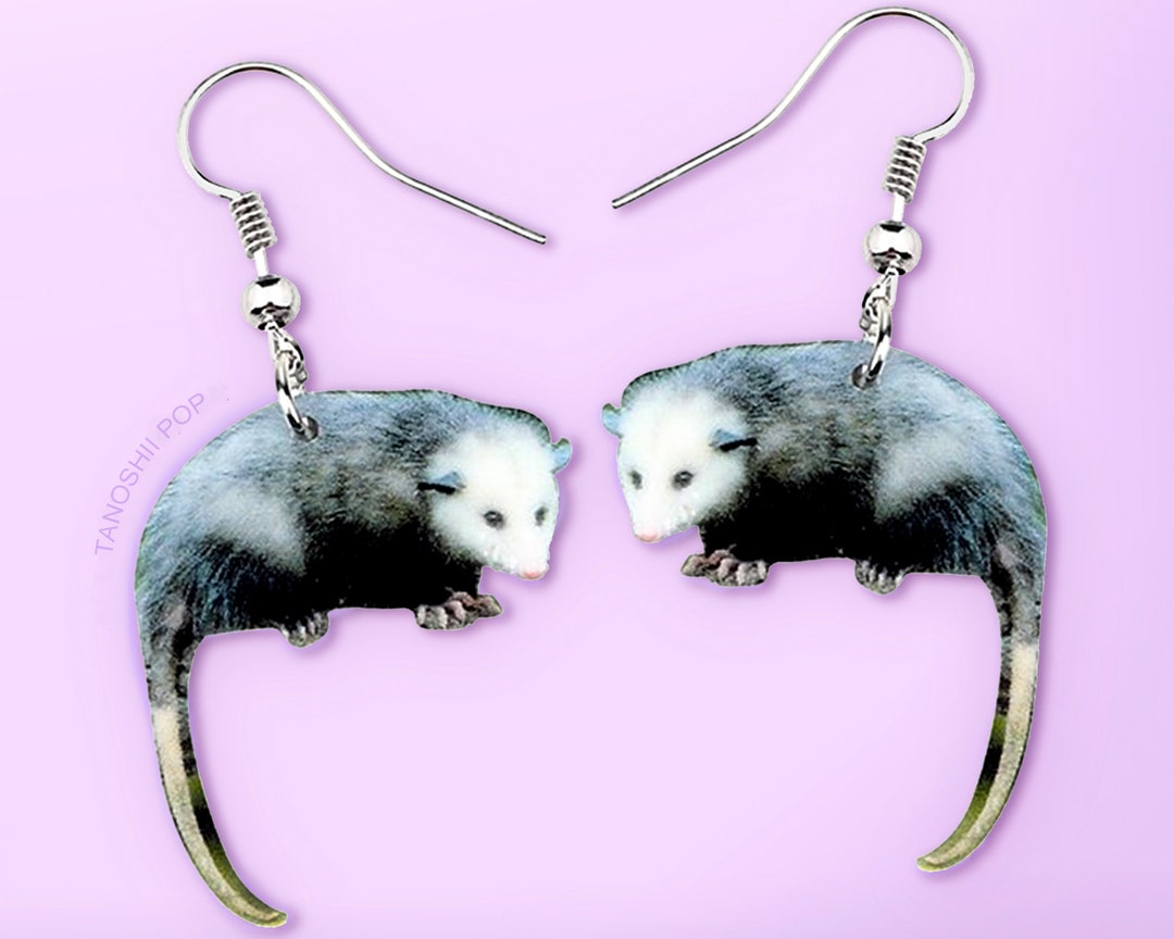 Cute POSSUM Earrings - Novelty Kawaii Harajuku Drop Opossum Statement ...