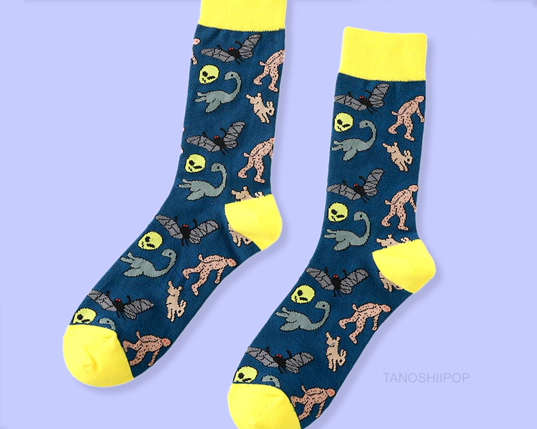 Cryptid Party Socks Cool Alien Ufo Loch Ness Monster Big Foot Yeti ...