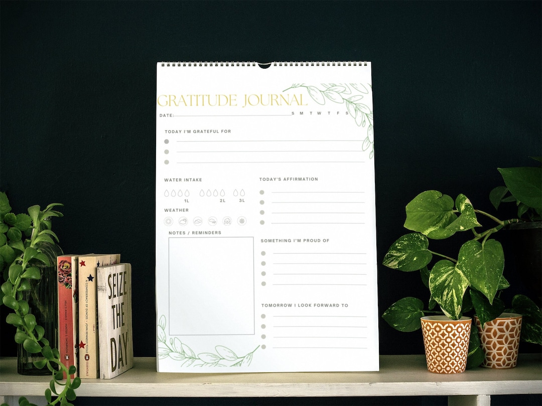 Printable Digital Gratitude Journal. Water Intake Tracker. Notes. Daily ...