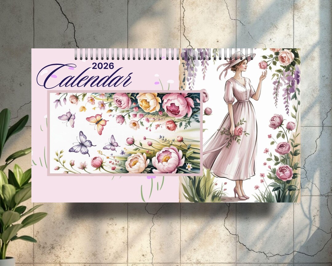 Druckbarer Kalender 2026 mit floralem Aquarell-Design – Eleganter ...