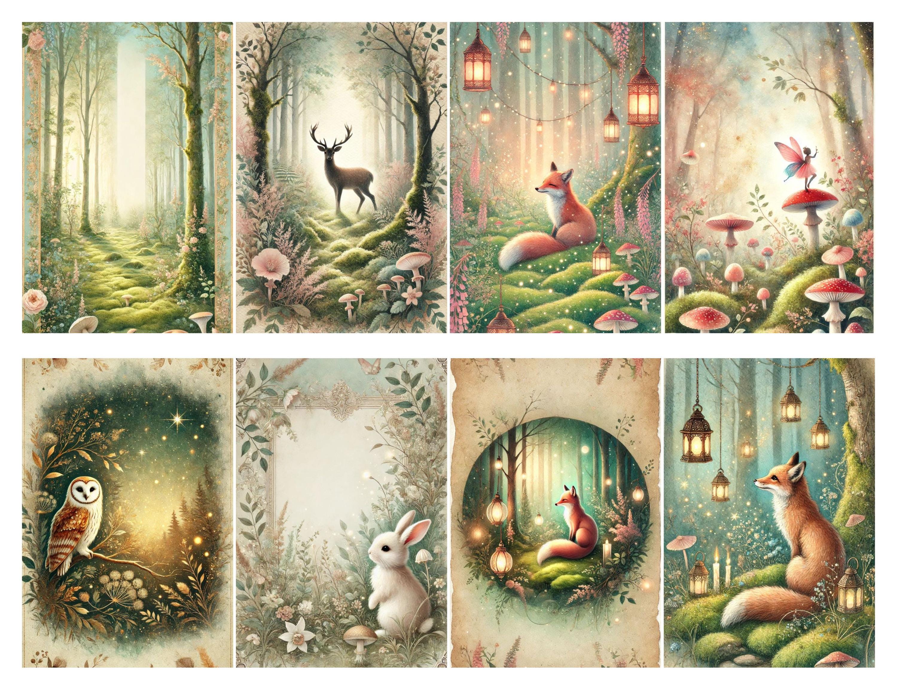 Enchanted Forest ATC Cards Printable • 40 Woodland Illustration Cards ...