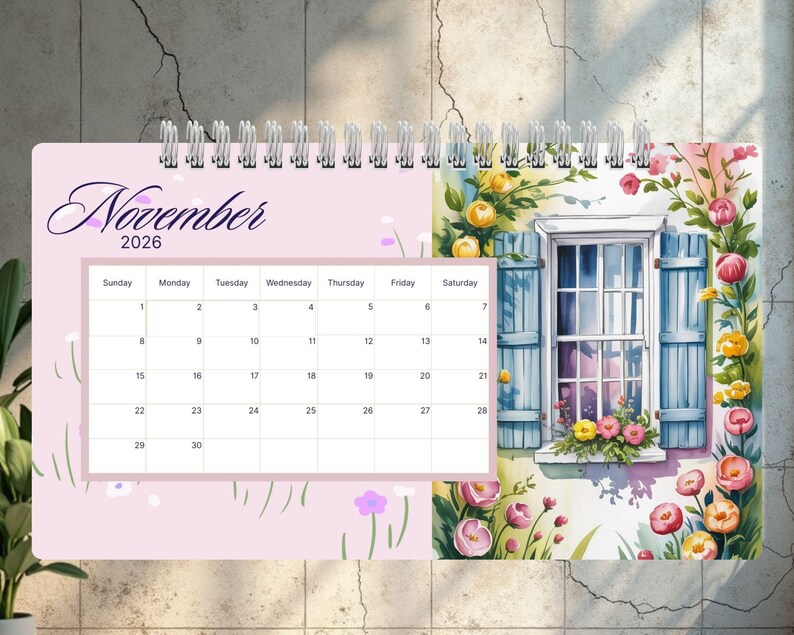 Druckbarer Kalender 2026 mit floralem Aquarell-Design – Eleganter ...