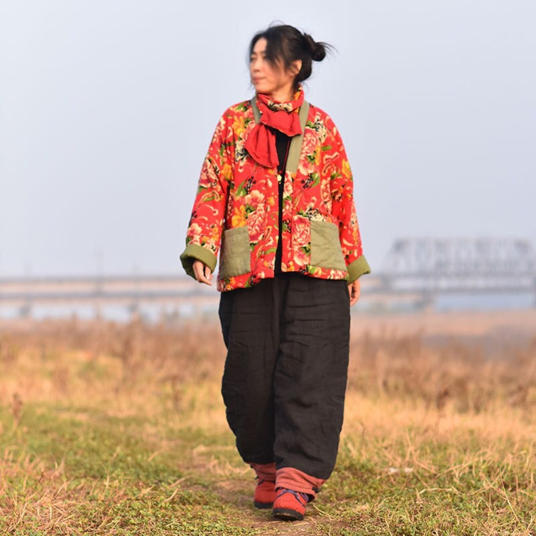 100% Cotton Women Quilted Chinese Jacket With Pockets 231912t - Etsy