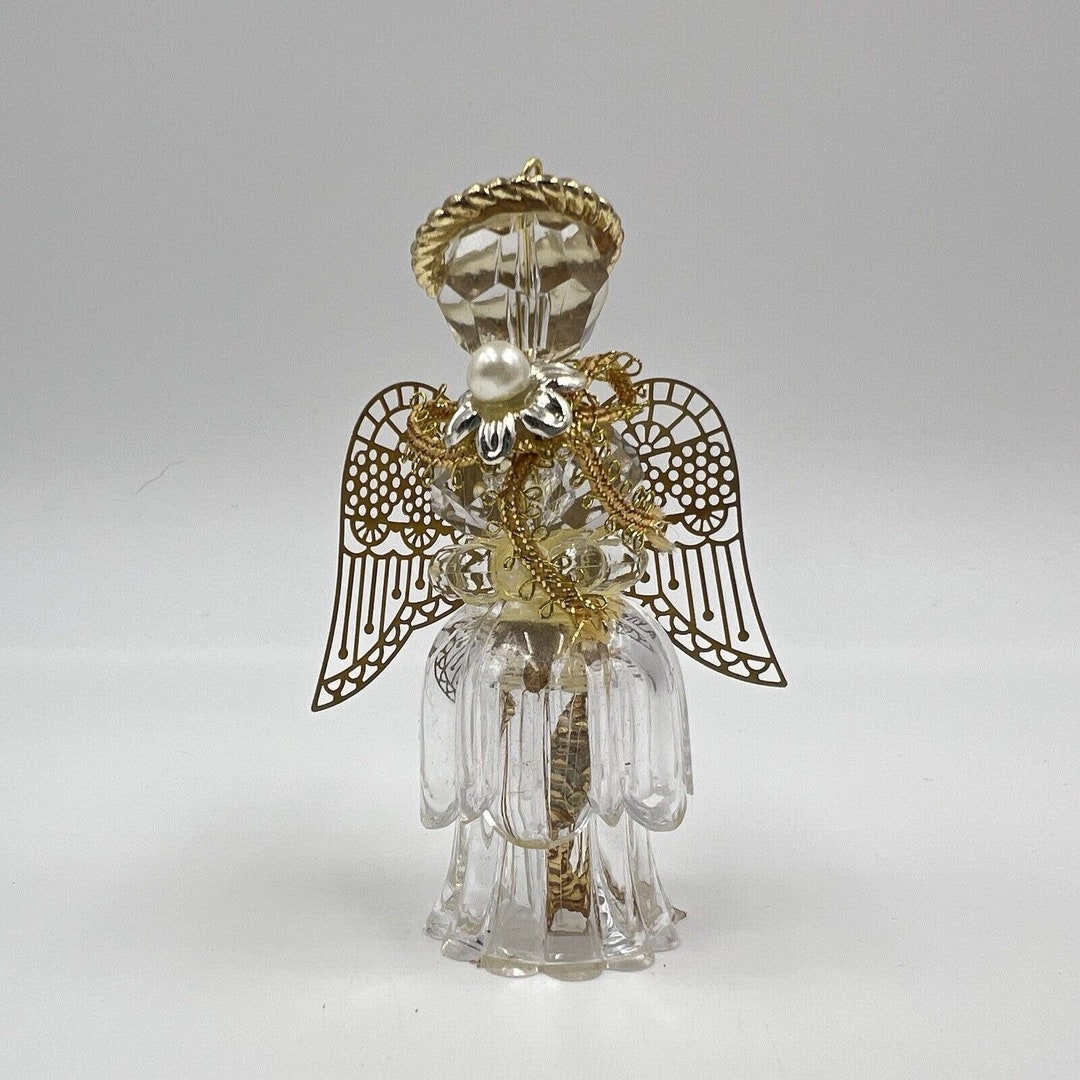 Vintage Angel Gold Color Wire Wings Plastic Christmas Holiday Ornament ...