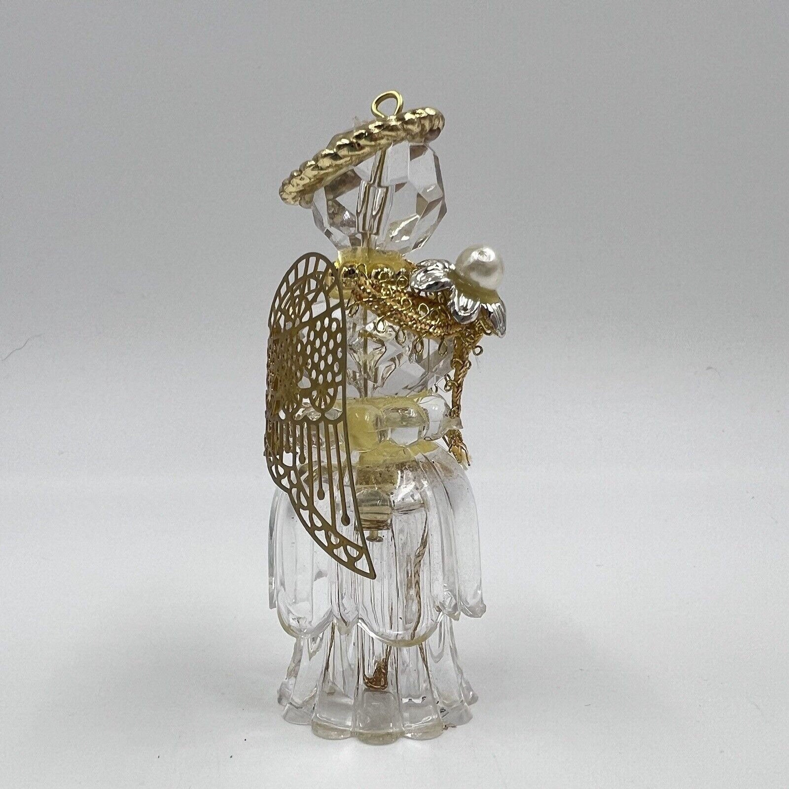 Vintage Angel Gold Color Wire Wings Plastic Christmas Holiday Ornament ...