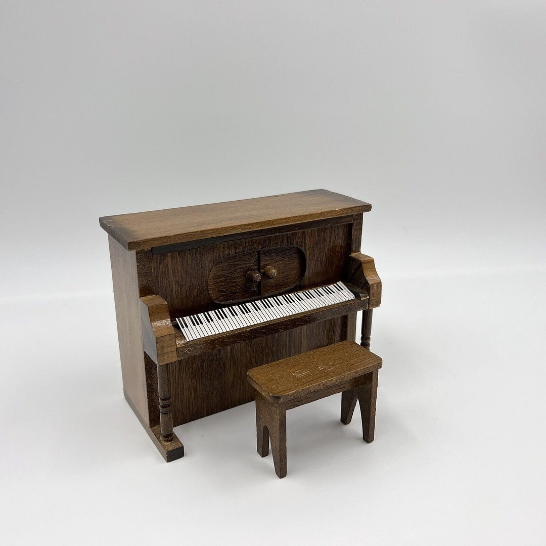 Vintage Miniature Wood Piano Music Box With Bench Great Condition - Etsy