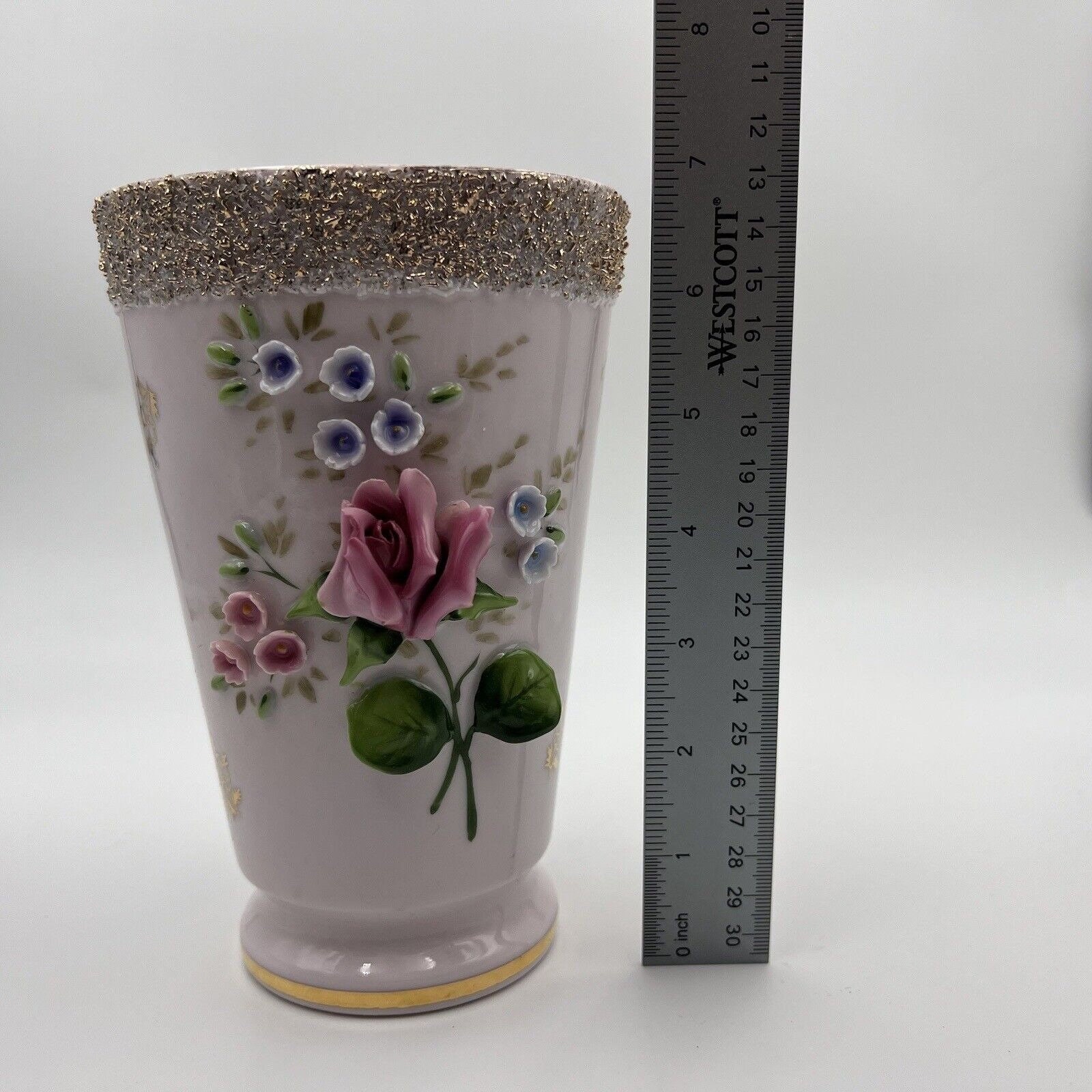 Vintage Lefton Vase Floral Pattern Hand Painted Signed READ - Etsy