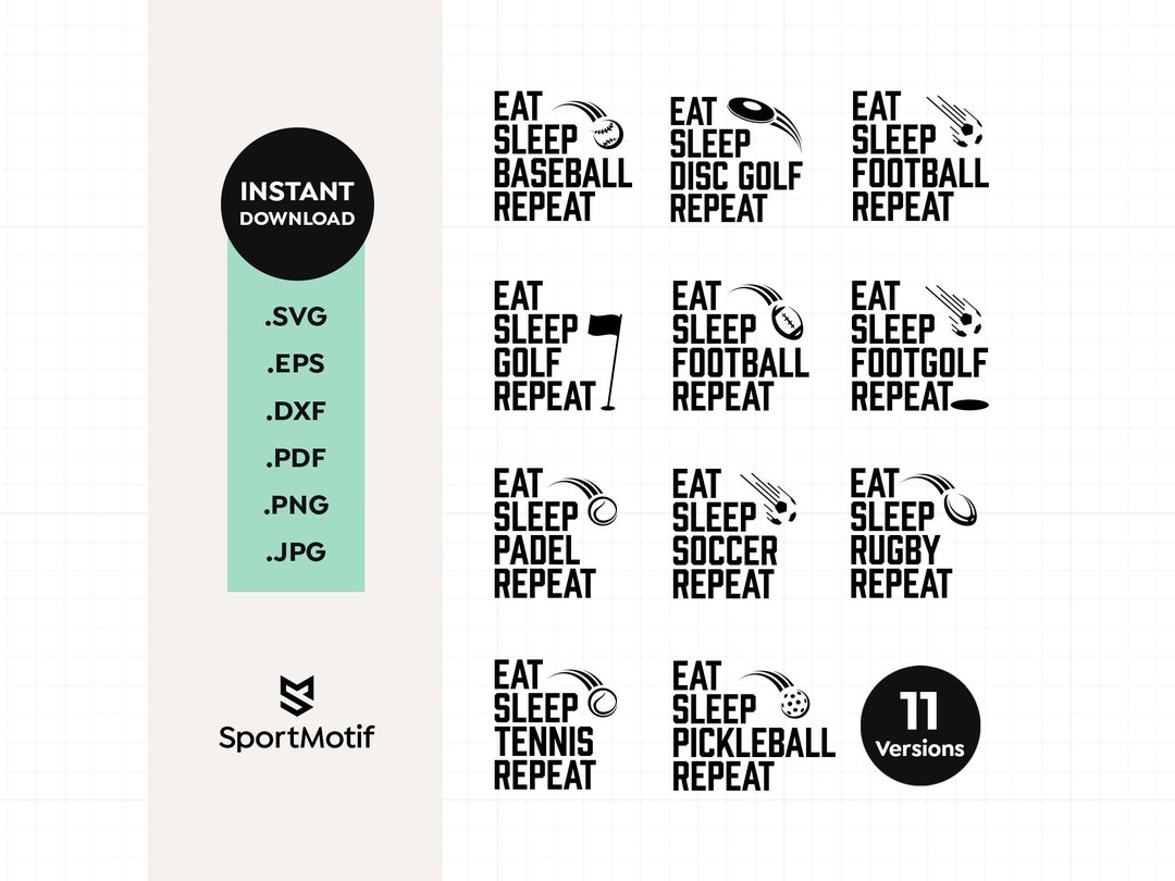 Eat Sleep Repeat Sport Cut Out Files. SVG for Cricut. Football, Soccer ...