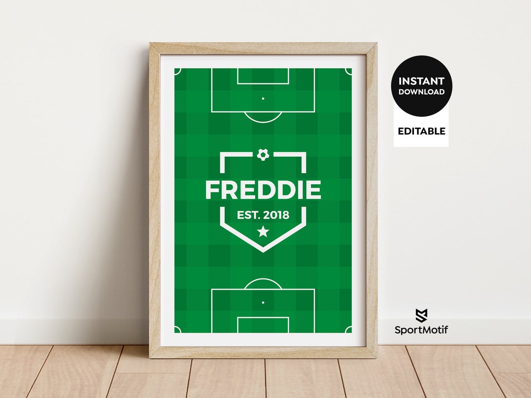 Personalised Football Poster. Editable Green Instant Download Soccer ...