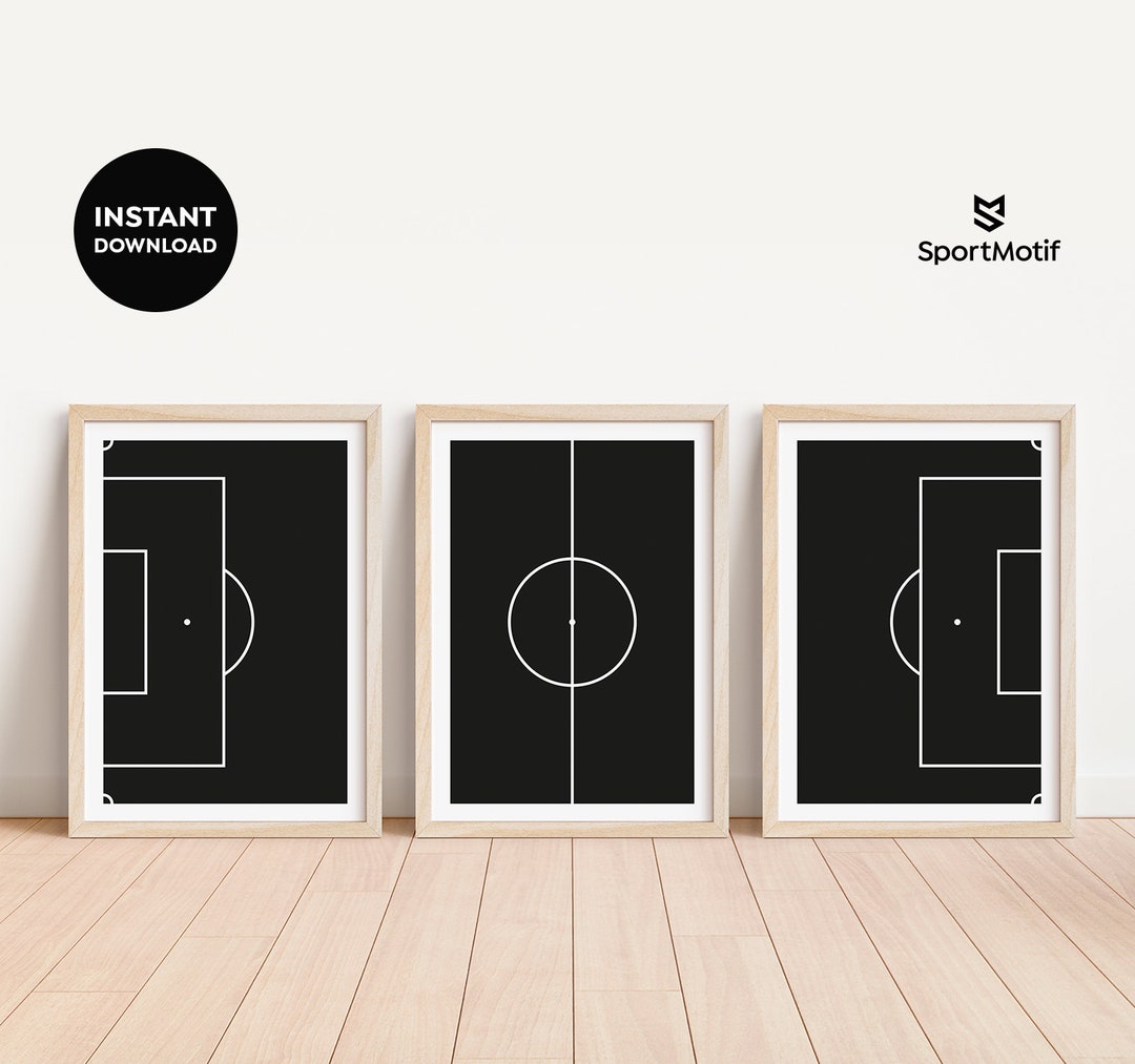 Set of 3 Football Posters. Instant Download Soccer Black Print for Fan ...