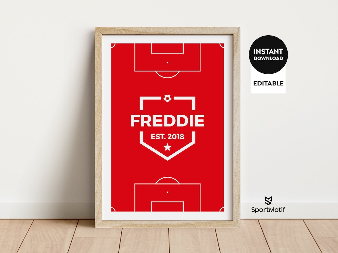 Kids Personalised Football Poster. Editable Boys Girls Bedroom Instant ...
