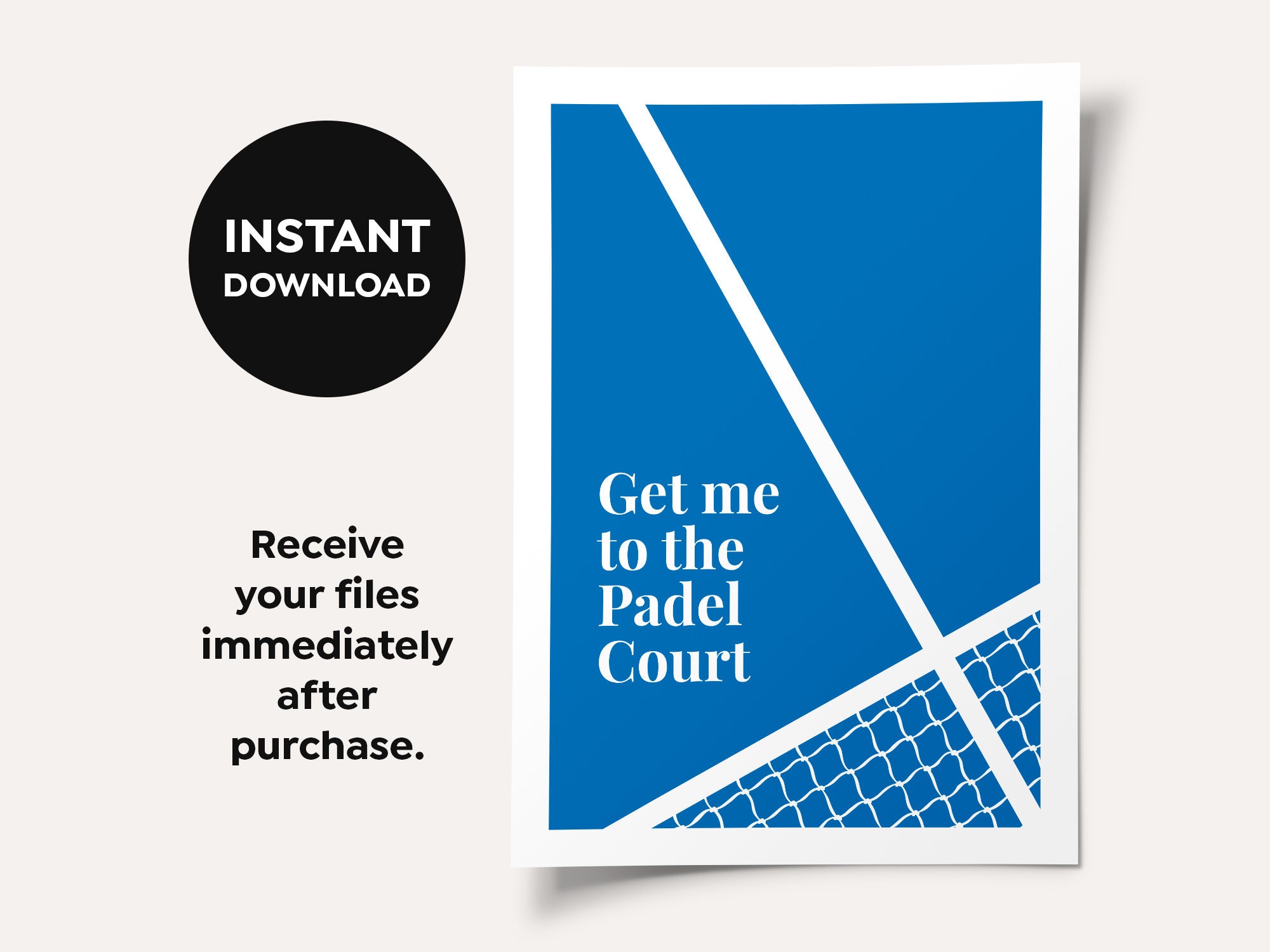Padel Poster. Minimalist Instant Download Print. Clean Typography Court ...