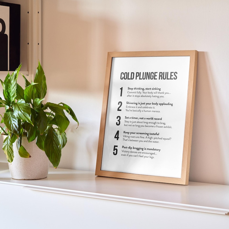 Cold Plunge Rules Poster - Funny Ice Bath Print - Digital Download ...