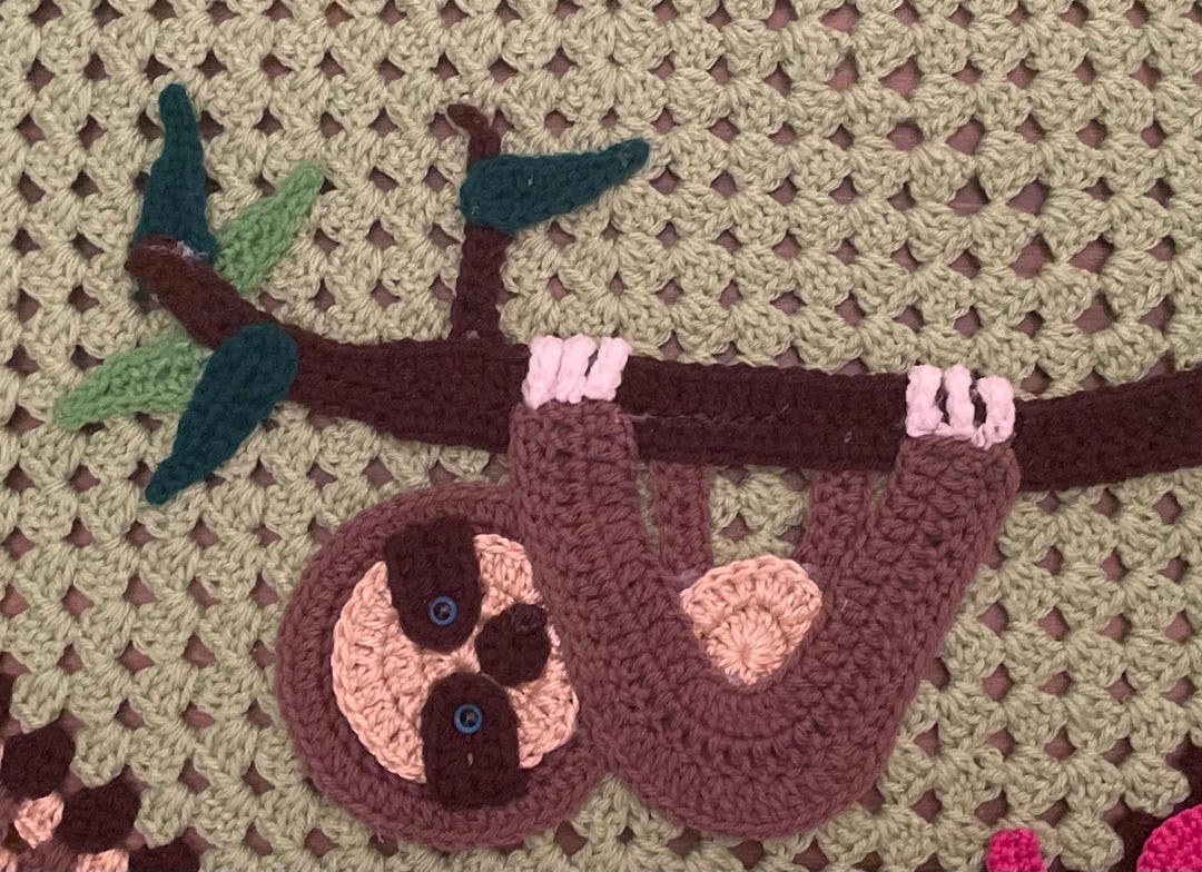 Sleepy Sloth Crochet Blanket | Rainforest Blanket | Personalized ...