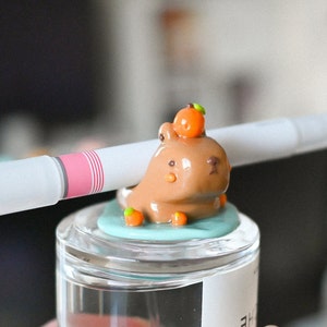 Capybara Yuzu Bath capybathra Clay Desk Friend Pen Holder - Etsy