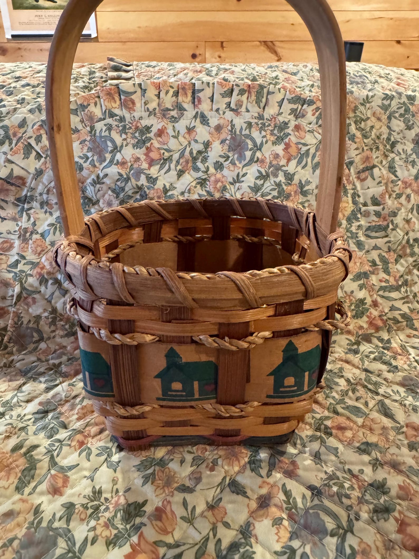 Vintage Basket Painted Houses 80s 90s Cottagecore Farmhouse - Etsy