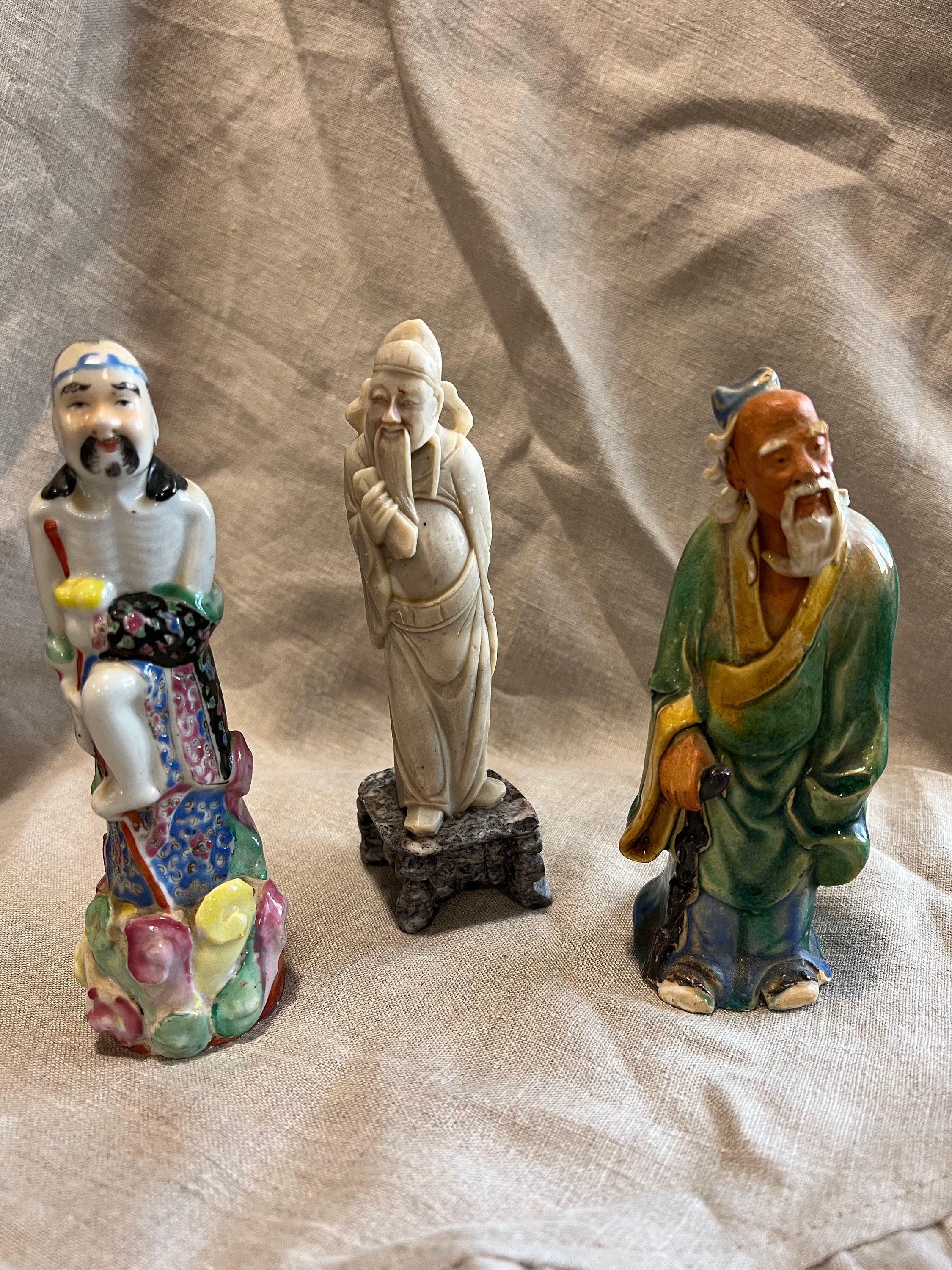Vintage Antique Chinese Statues Figurines Mudmen Ceramic Stone Unique ...