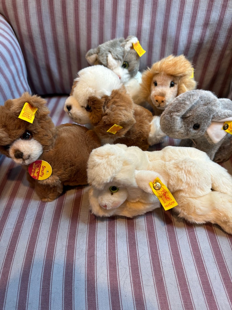 Vintage Steiff Stuffed Animals Germany Baby Bear Dog Cat Lion Lamb ...