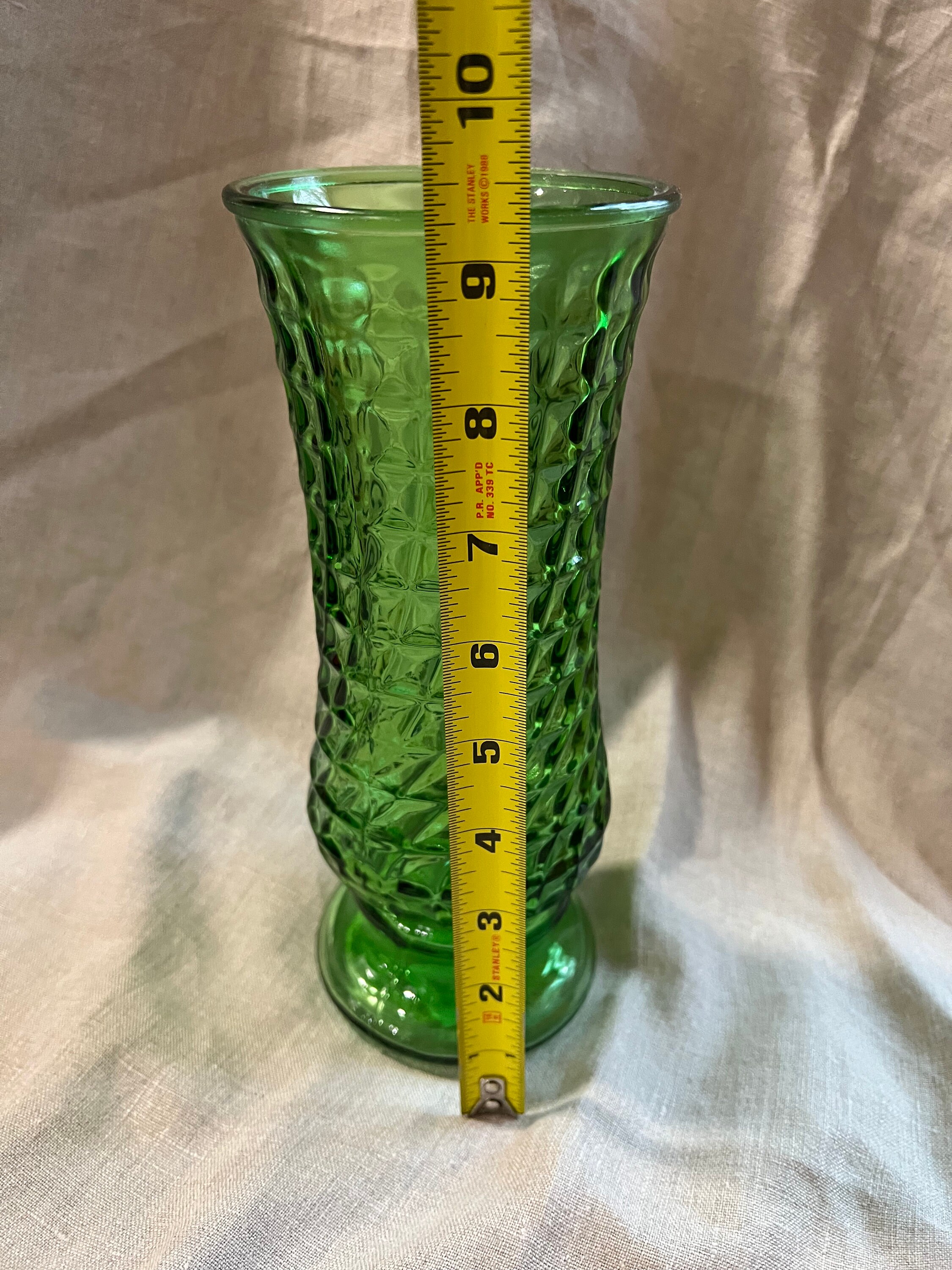Vintage Green MCM Hoosier Block Glass Vase - Etsy