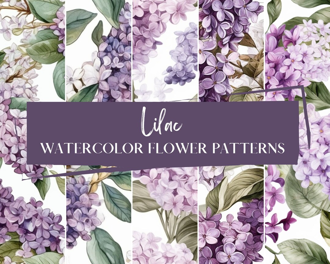 Purple Watercolour Lilacs Digital Paper Seamless Flower - Etsy