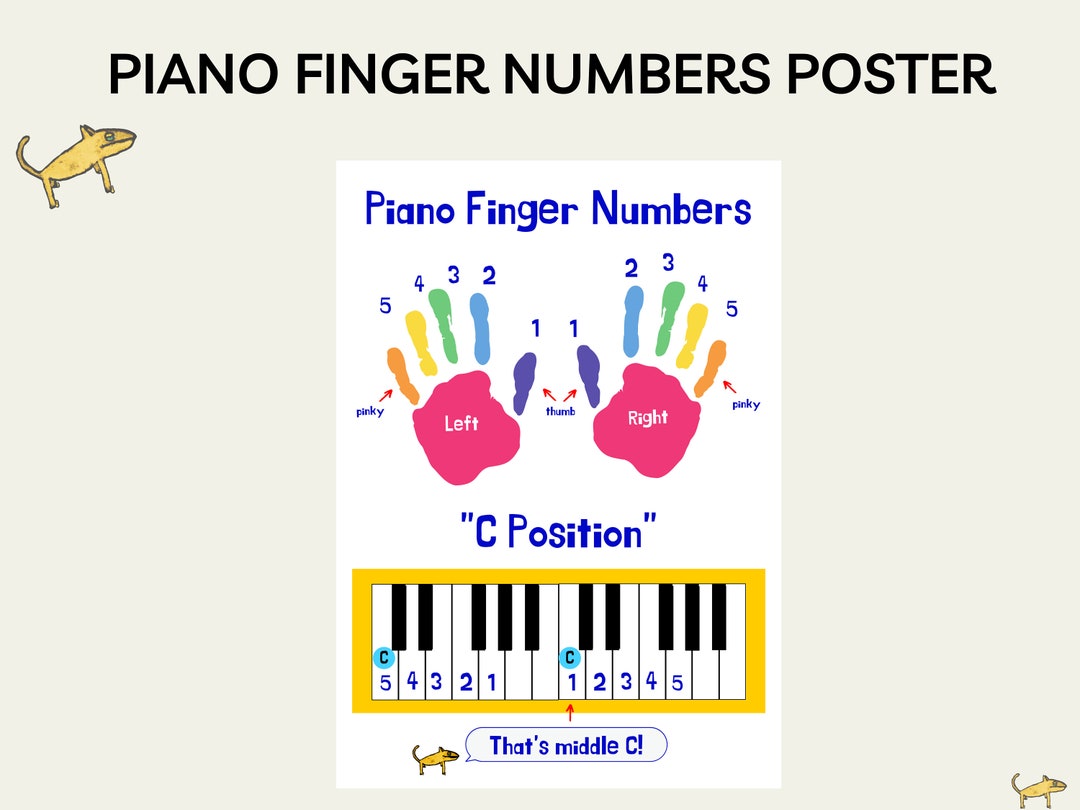 Piano Finger Numbers Poster, C Position Piano Worksheet, Music Theory ...