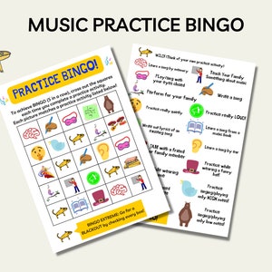 Music Bingo Worksheet, Practice Bingo, Music Lesson Games, Printable ...