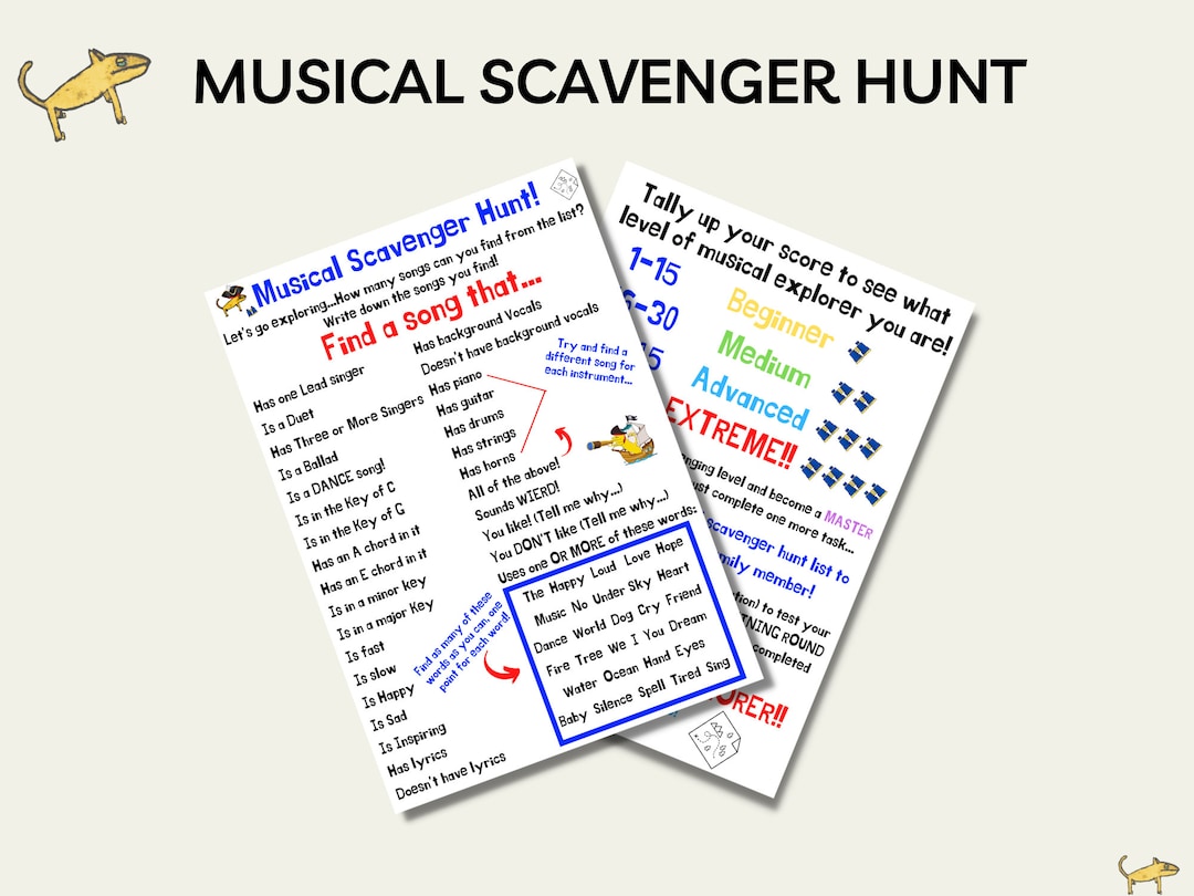 Musical Scavenger Hunt: Music Theory Games & Worksheets (PDF/PNG) - Etsy