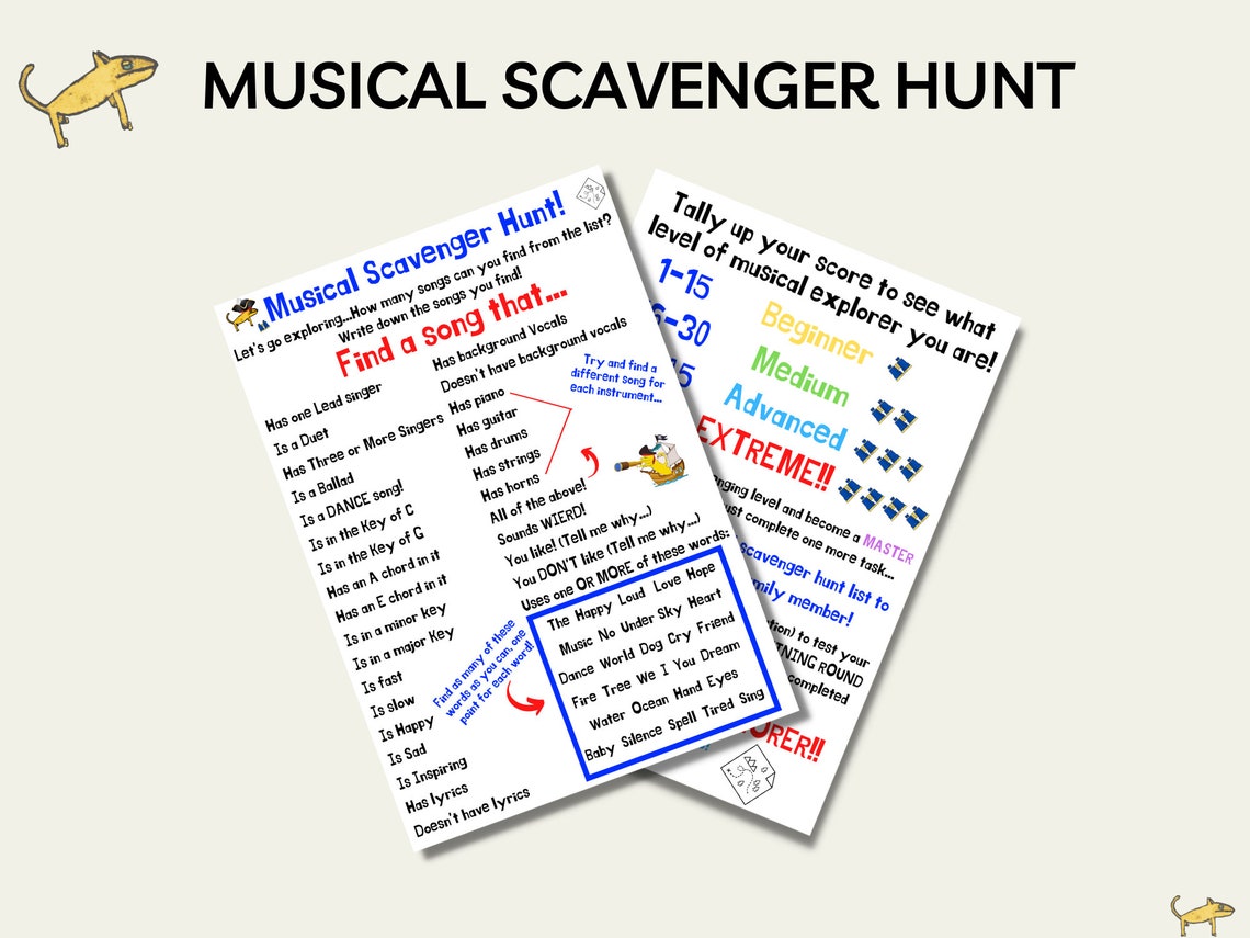 Musical Scavenger Hunt, Music Games, Music Theory Games, Music ...