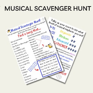 Musical Scavenger Hunt: Music Theory Games & Worksheets (PDF/PNG) - Etsy