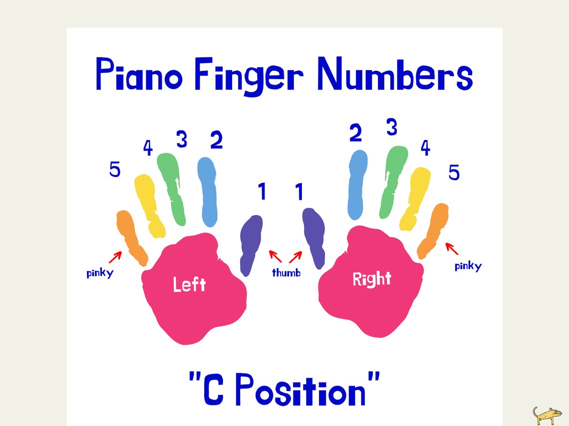 Piano Finger Numbers Poster, C Position Piano Worksheet, Music Theory ...