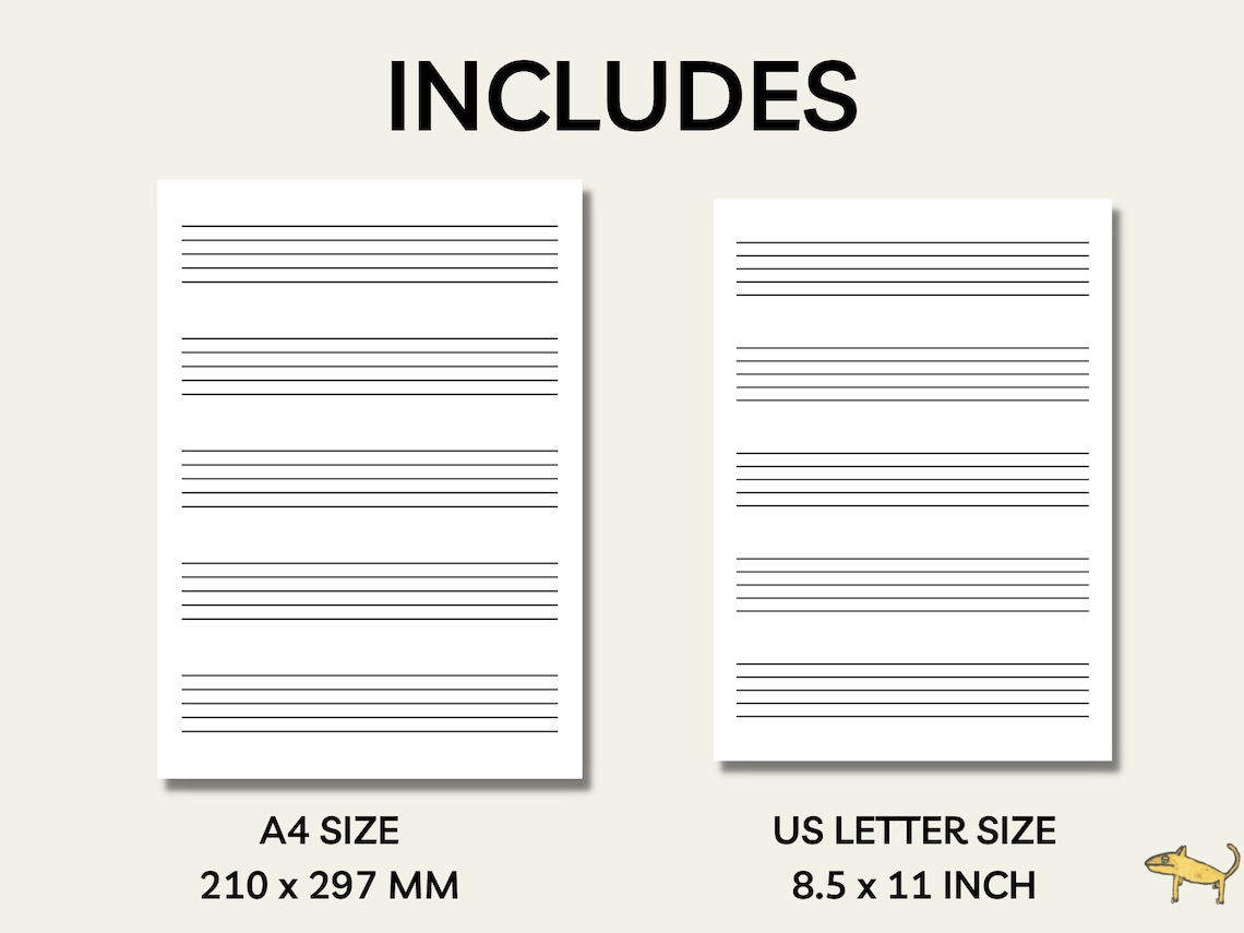 Printable Kids Music Manuscript: Large Staff Paper (a4/letter PDF/PNG ...