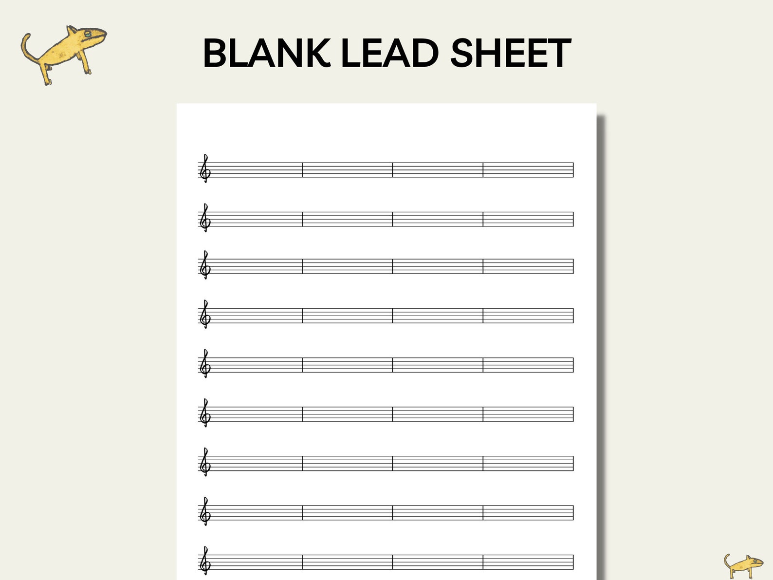 Blank Treble Clef Lead Sheet: Music Composition Paper (PDF & PNG) - Etsy
