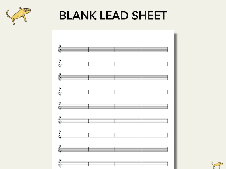 Blank Treble Clef Lead Sheet: Music Composition Paper (PDF & PNG) - Etsy