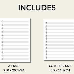 Printable Treble Clef Manuscript: 12 Stave Blank Music Paper (PDF/PNG ...