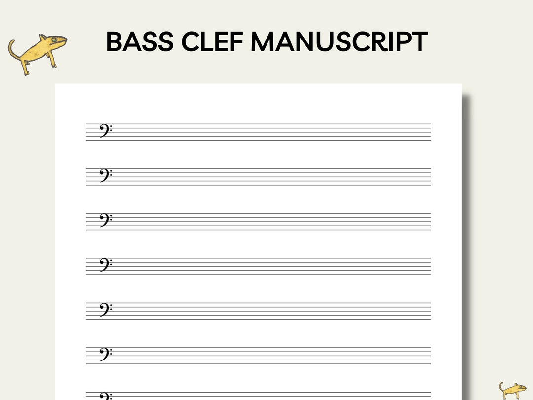 Printable Bass Clef Manuscript, Bass Clef, Music Paper, A4, US Letter ...