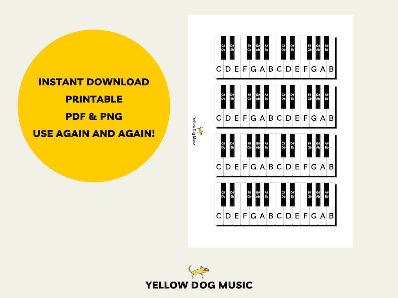 Printable Piano Keys Chart: Music Education Poster (PDF & PNG) - Etsy