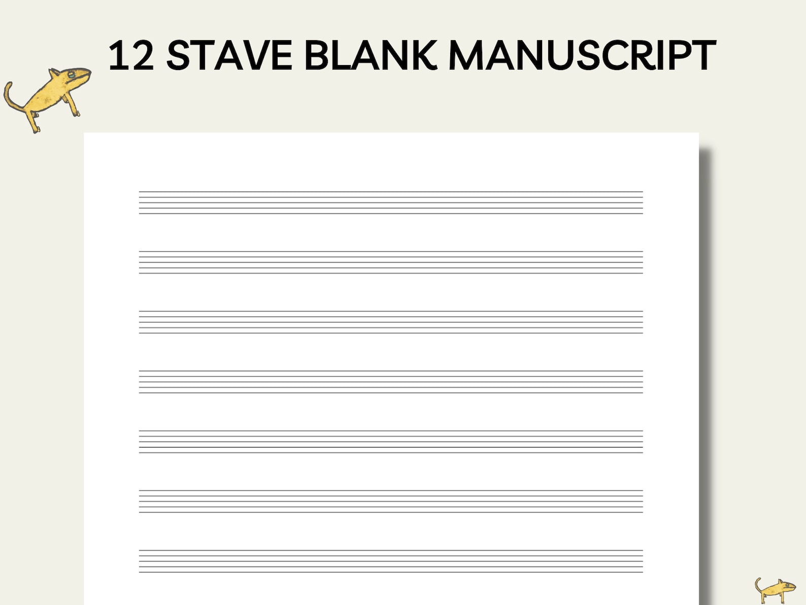 12 Stave Blank Music Manuscript Paper (PDF & PNG) - Etsy