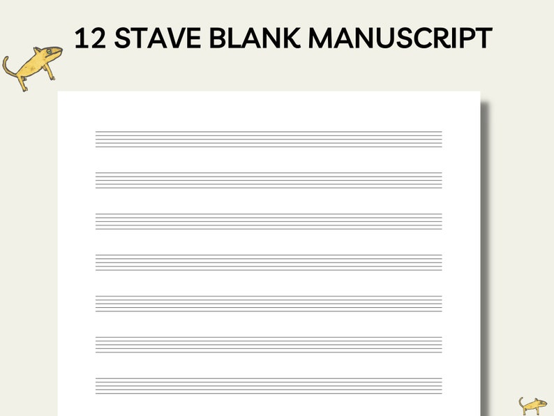 12 Stave Blank Music Manuscript Paper (PDF & PNG) - Etsy
