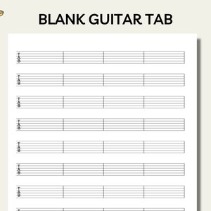 Blank Guitar Tab Paper: Music Lesson Sheet (PDF & PNG) - Etsy