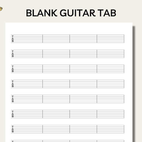 Guitar Tab Template - Etsy
