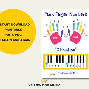 Piano Finger Numbers Poster, C Position Piano Worksheet, Music Theory ...