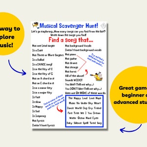 Musical Scavenger Hunt: Music Theory Games & Worksheets (PDF/PNG) - Etsy
