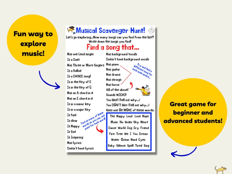 Musical Scavenger Hunt: Music Theory Games & Worksheets (PDF/PNG) - Etsy