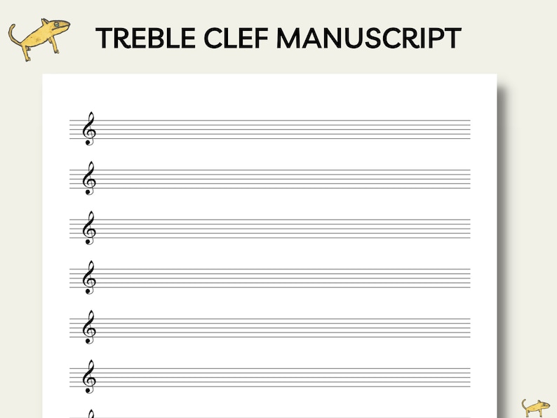 Printable Treble Clef Manuscript: 12 Stave Blank Music Paper (PDF/PNG ...
